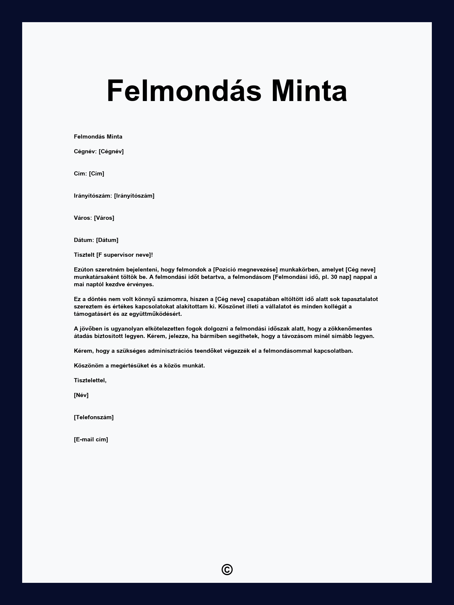 Felmondas Minta