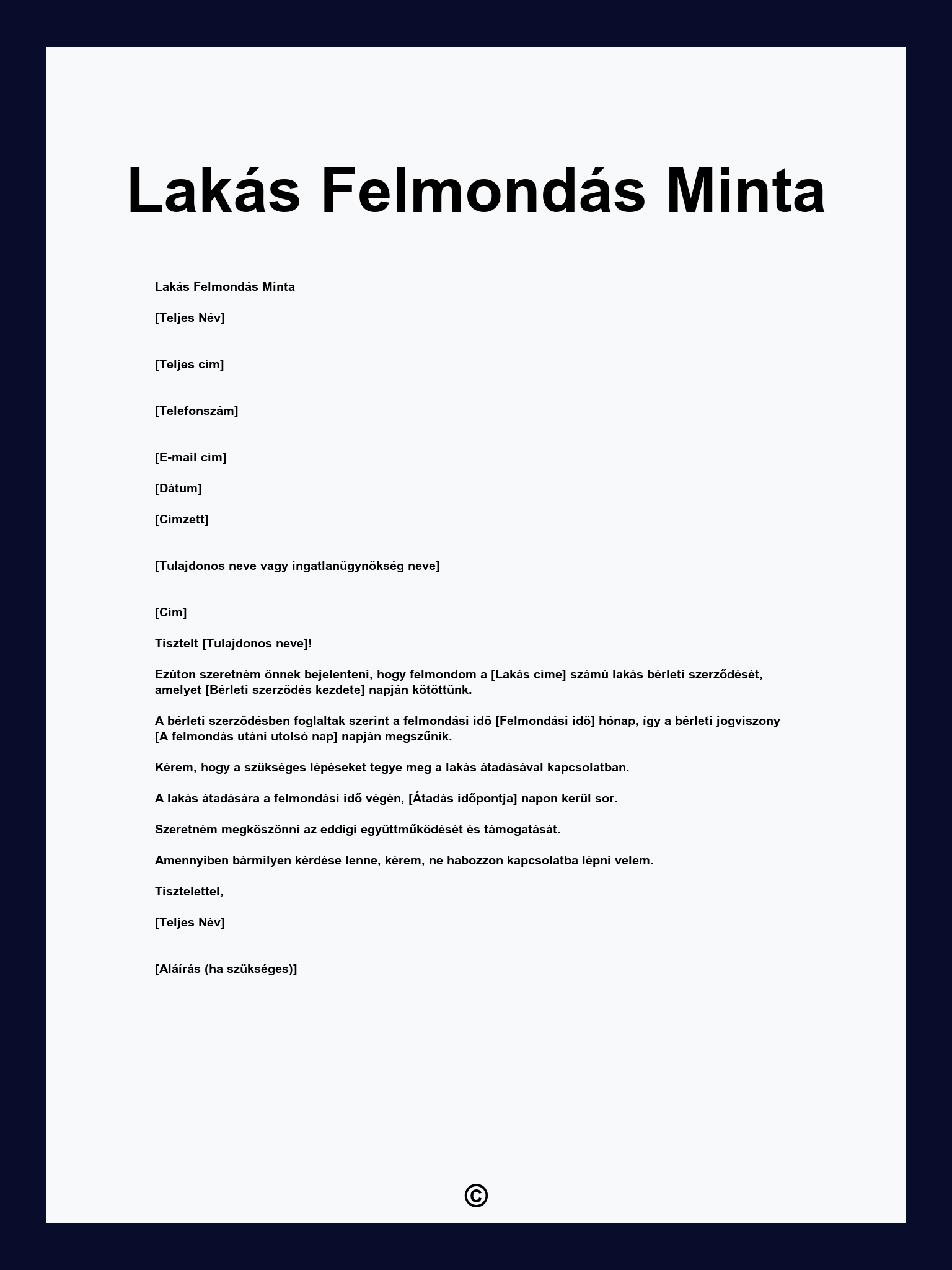 Lakás Felmondás Minta