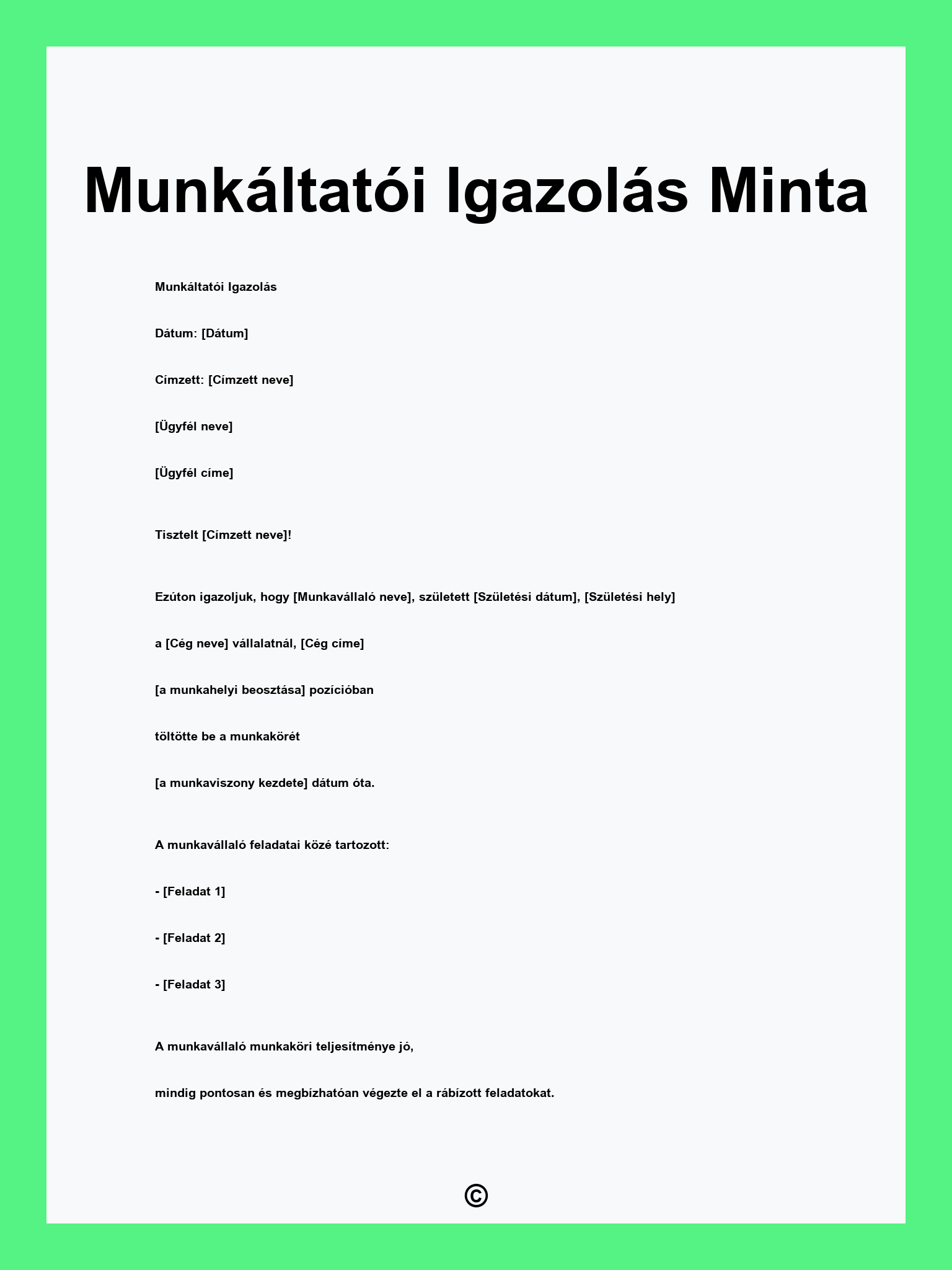 Munkáltatói Igazolás Minta